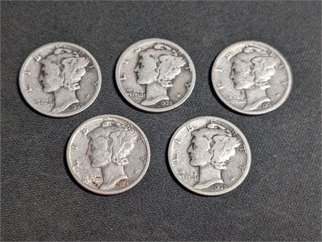 Rust Belt Revival Online Auctions - (5) Mercury Head Dimes
