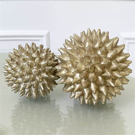 Rust Belt Revival Online Auctions - Pier 1 Decorative Orbs, Gold Tone