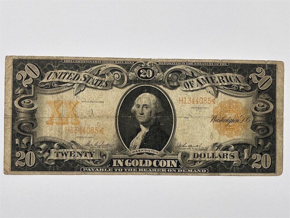Rust Belt Revival Online Auctions - 1906 Twenty Dollar Gold Certificate Large Note