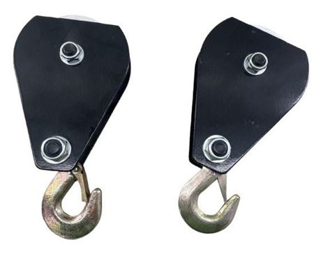 Rust Belt Revival Online Auctions - Pair Of Pulleys w/ Hooks.