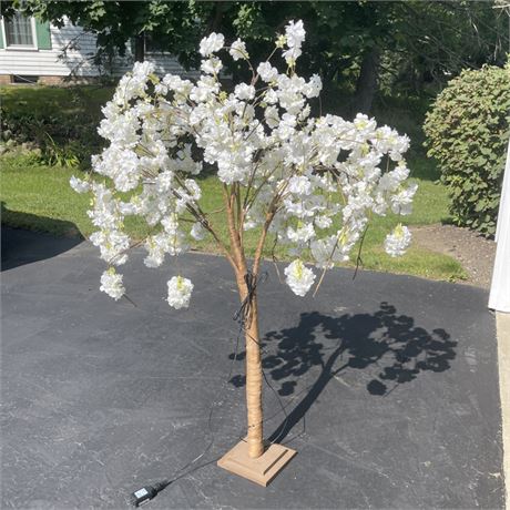 Rust Belt Revival Online Auctions - Cherry Blossom Pre Lit Accent Faux Tree