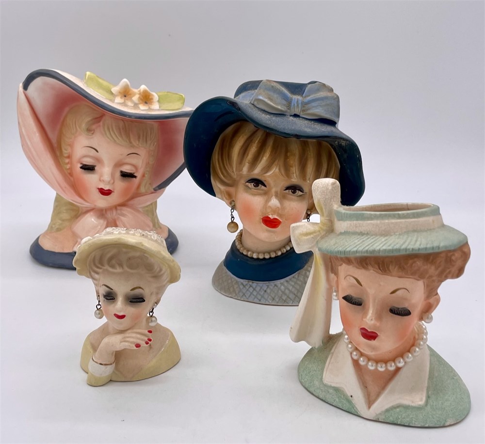 Rust Belt Revival Online Auctions - 4 Napco and Inarco Lady Head Vases