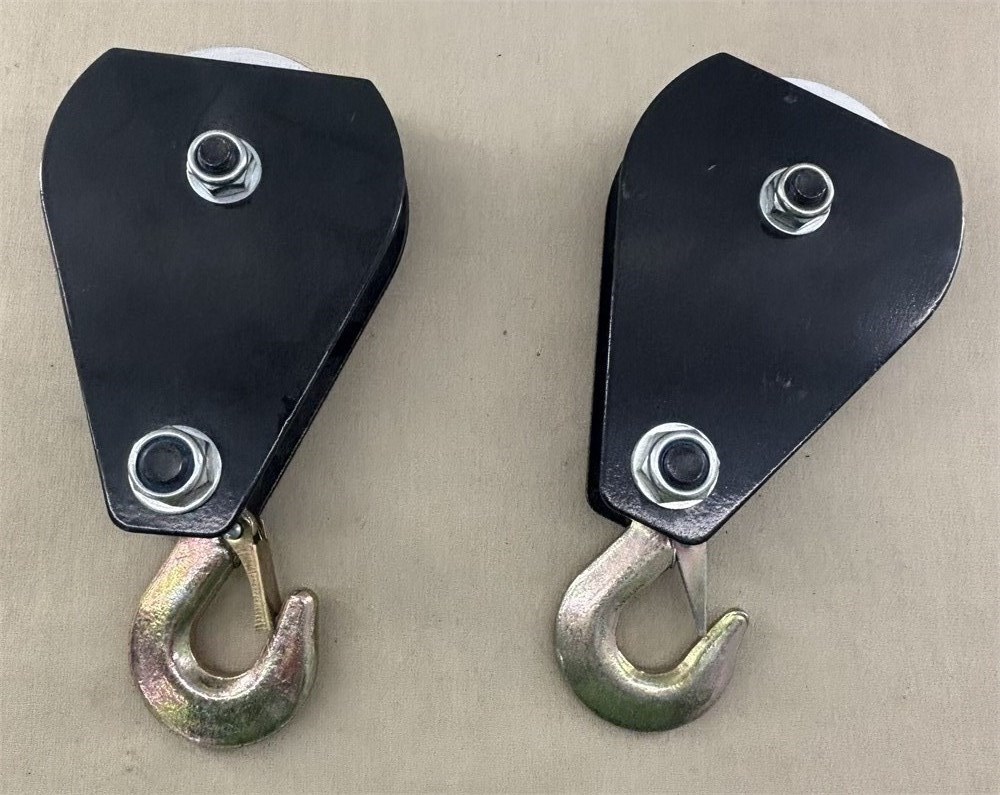 Rust Belt Revival Online Auctions - Pair Of Pulleys w/ Hooks.