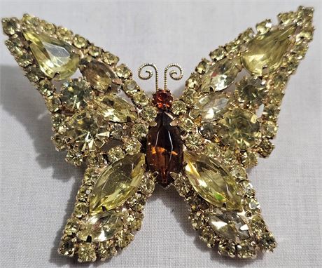 Rust Belt Revival Online Auctions - Gold Tone Rhinestone Butterfly Brooch