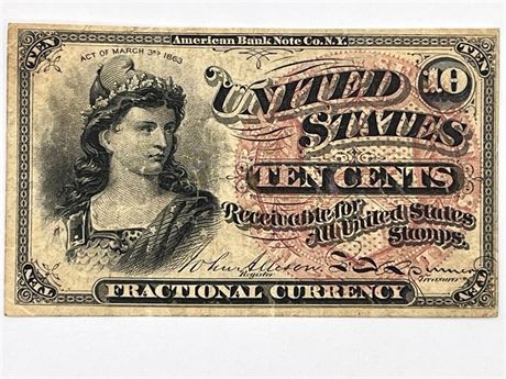 Rust Belt Revival Online Auctions - 1863 Ten Cent Fractional Currency Note