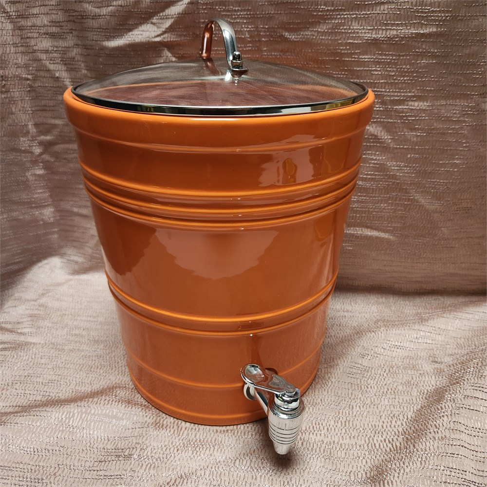 Rust Belt Revival Online Auctions - Ceramic beverage Dispenser, Orange