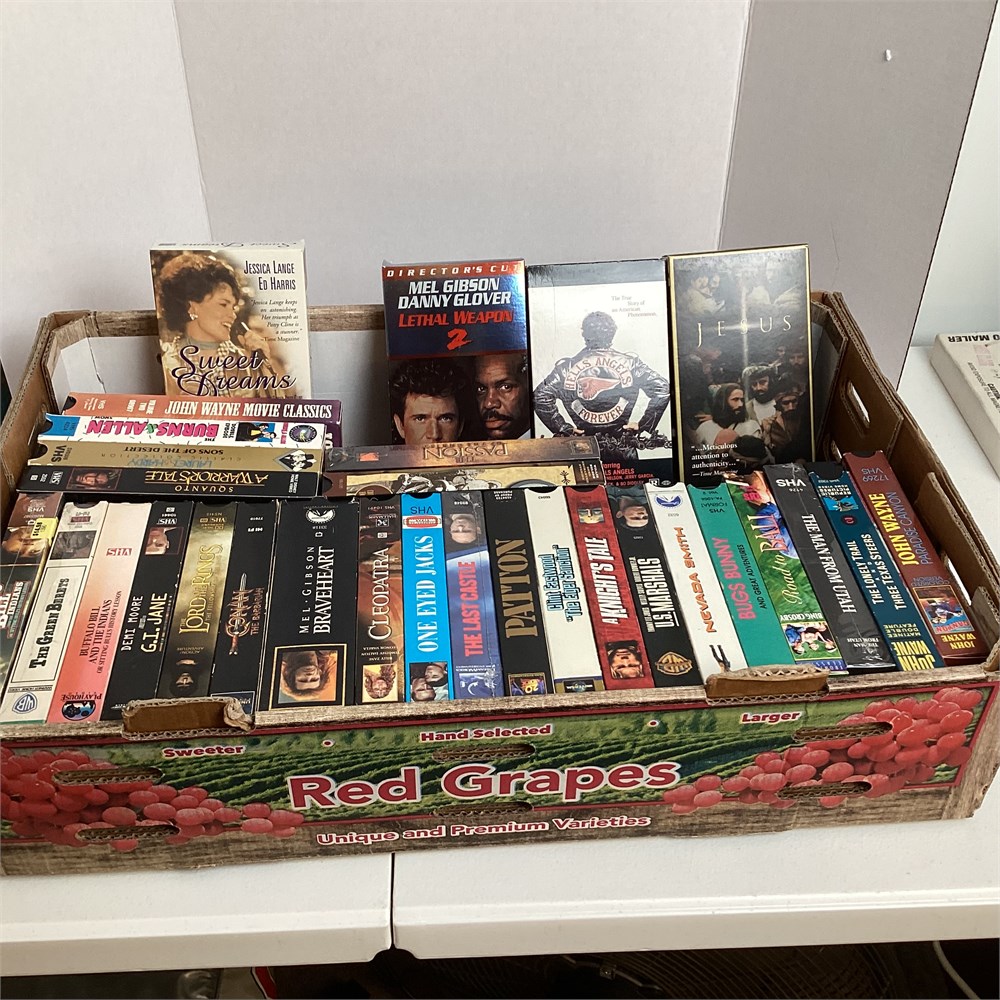 Rust Belt Revival Online Auctions - Tray of vintage VHS tapes