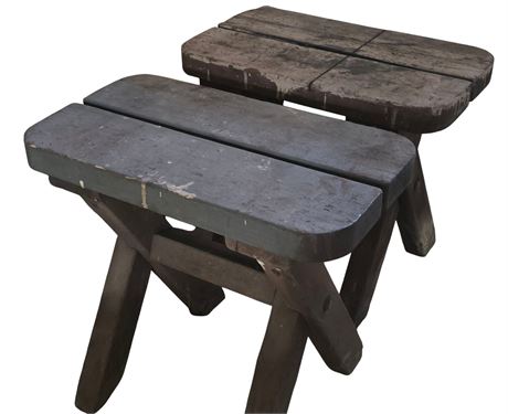 Rust Belt Revival Online Auctions - 2 vintage wood picnic table benches