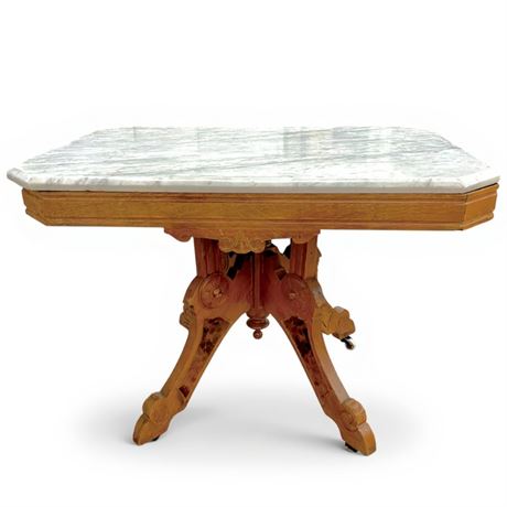 Rust Belt Revival Online Auctions - Antique Eastlake Walnut Burl Marble ...