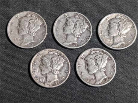 Rust Belt Revival Online Auctions - (5) Mercury Head Dimes