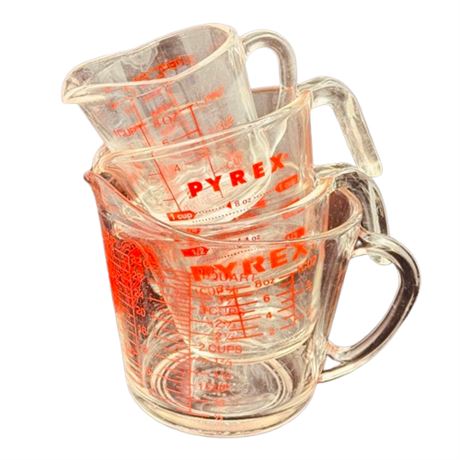 Rust Belt Revival Online Auctions - Pyrex Glass Measuring Cups, Four (4)