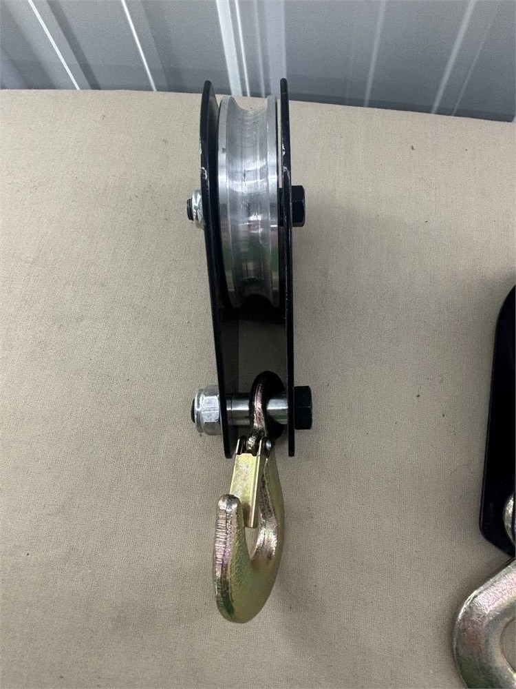 Rust Belt Revival Online Auctions - Pair Of Pulleys w/ Hooks.