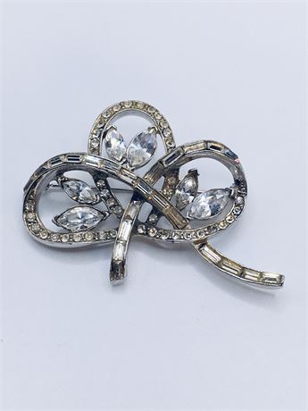 Rust Belt Revival Online Auctions - MCM Rhinestone Looped Brooch/Pin 2”