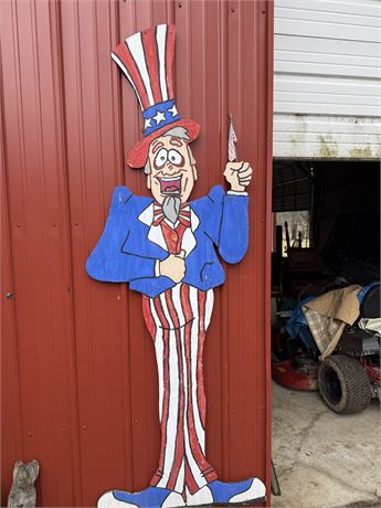 Rust Belt Revival Online Auctions - Tall Uncle Sam Wooden Decoration