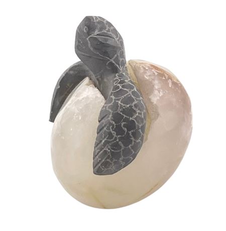 Rust Belt Revival Online Auctions - Marble and Soapstone Carved Hatching Turtle Figurine